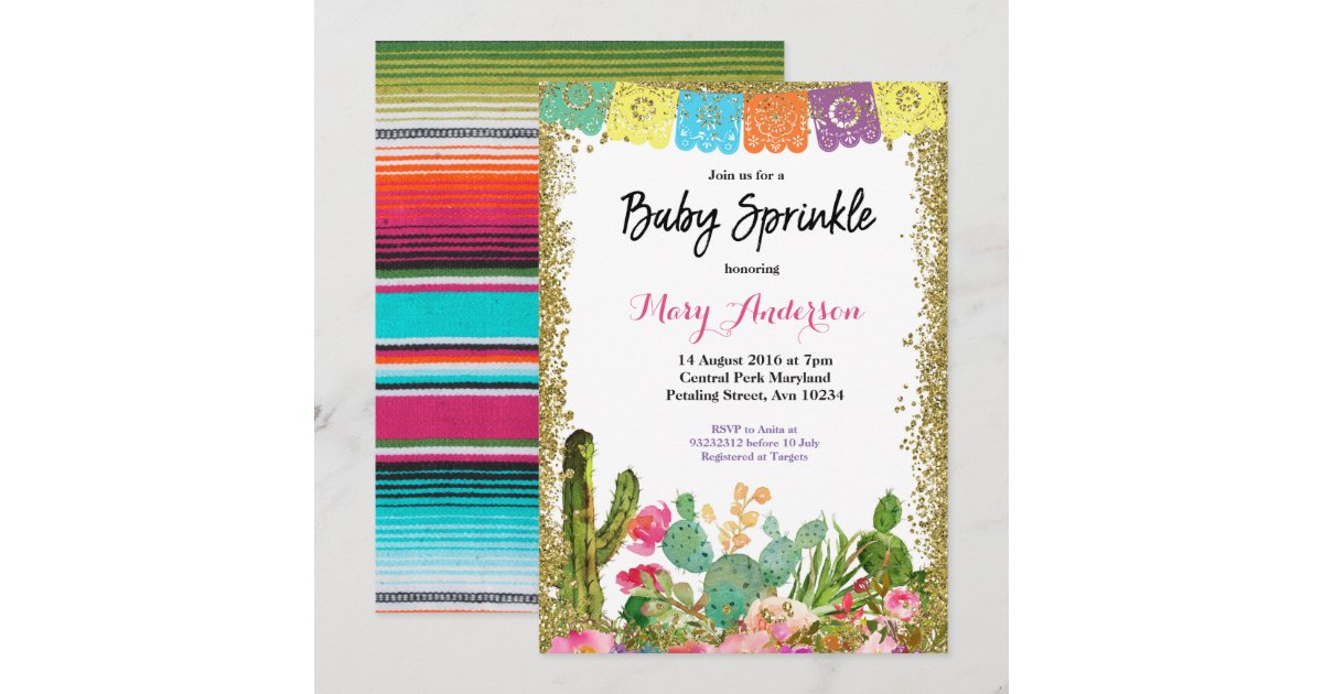 Baby Sprinkle Invitation Cactus Fiesta | Zazzle