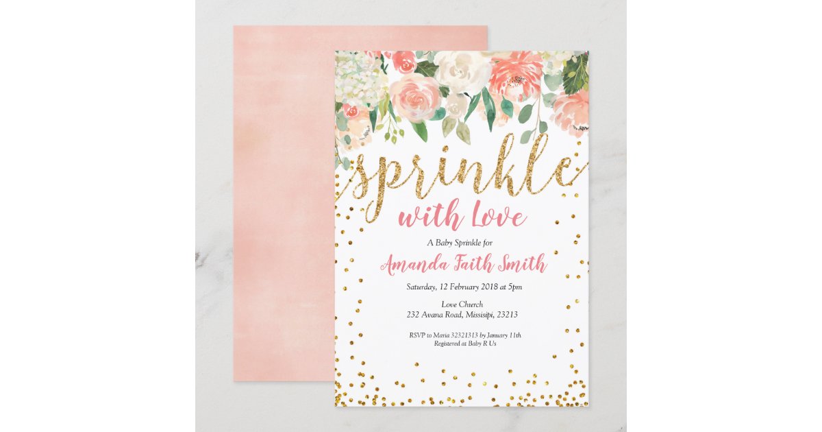 Baby Sprinkle Invitation Card Floral | Zazzle