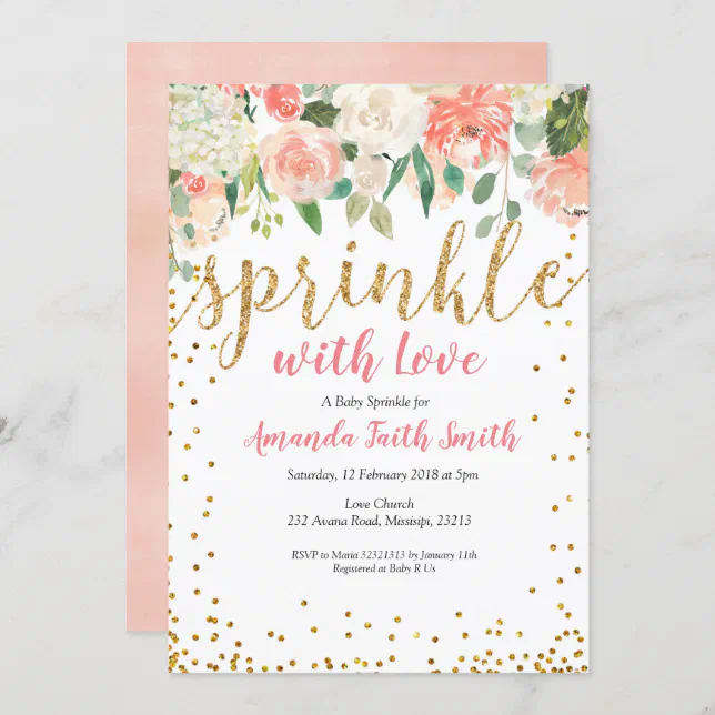 Baby Sprinkle Invitation Card Floral | Zazzle
