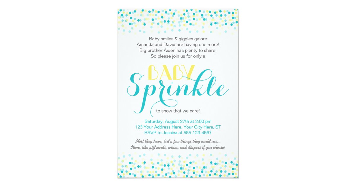 Baby Sprinkle Invitation • Confetti Design | Zazzle.com