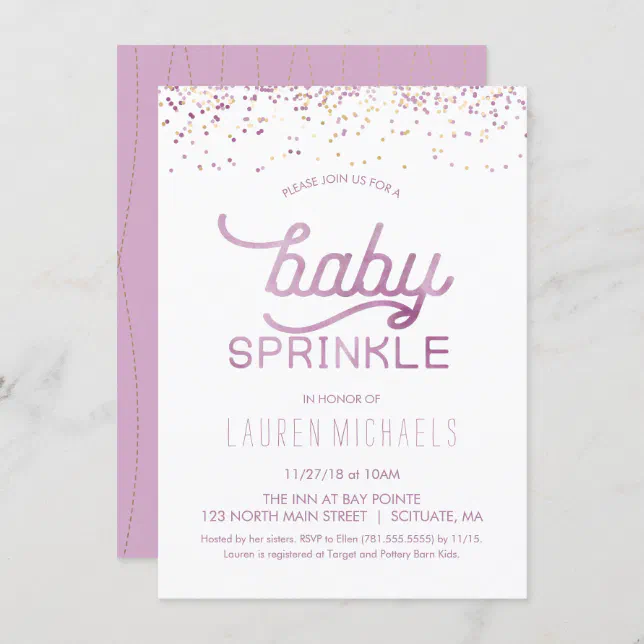 Baby Sprinkle Invitation - Customize Invite, Girl | Zazzle