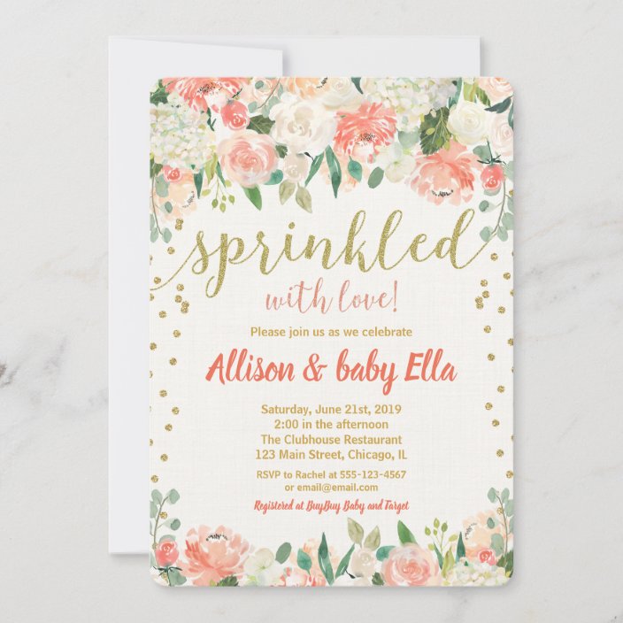 Baby sprinkle invitation for girl sprinkled love | Zazzle.com
