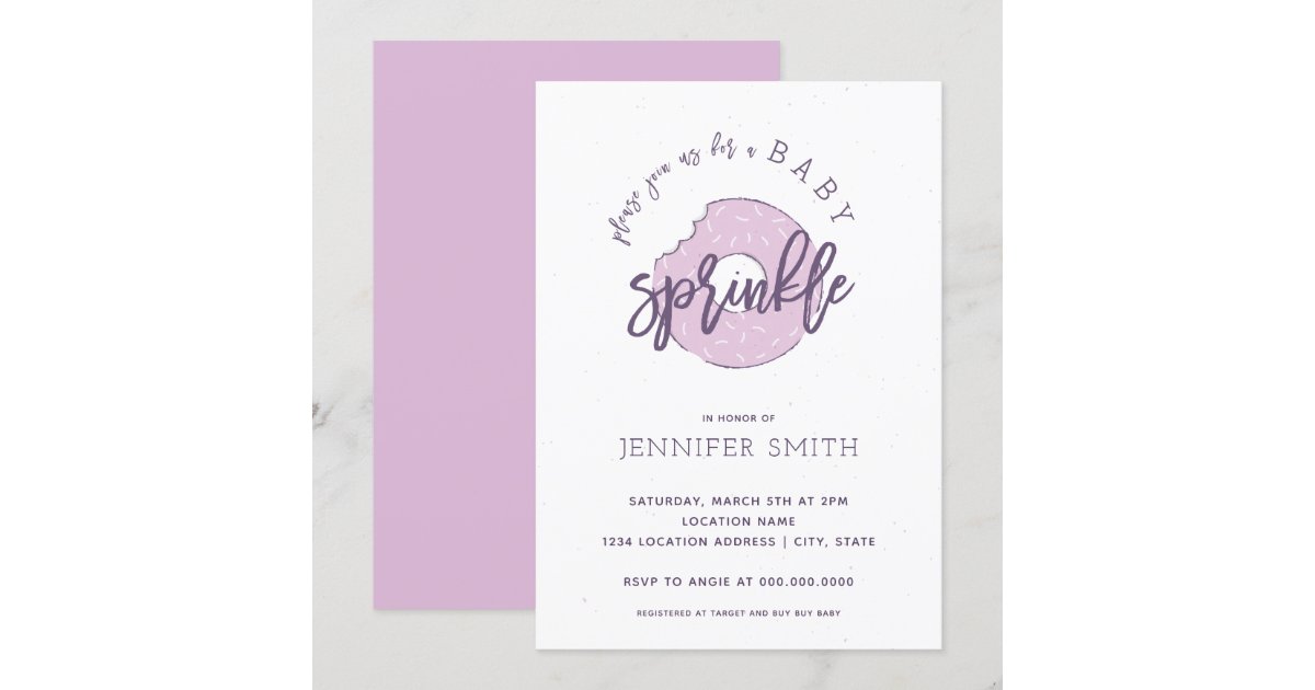 Baby Sprinkle Invitation Lavender Doughnut | Zazzle