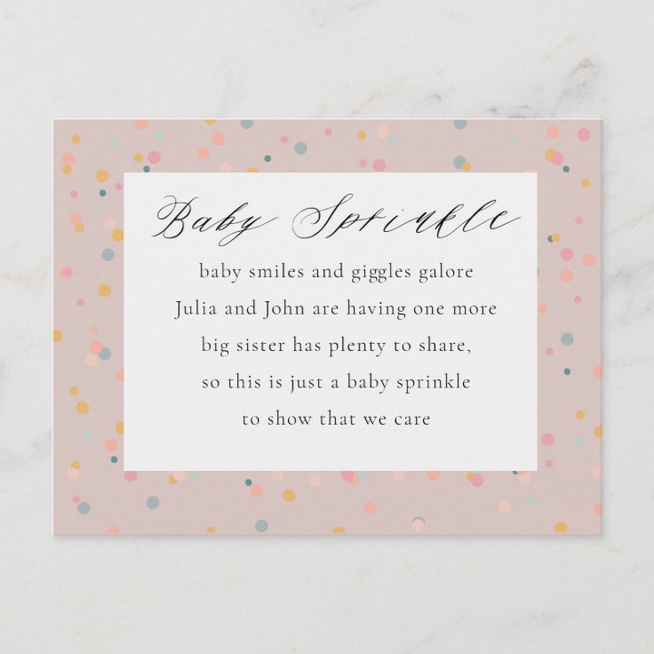 Baby Sprinkle Invitation Post Card | Zazzle