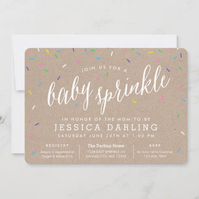 Baby Sprinkle Invitations | Kraft | Zazzle