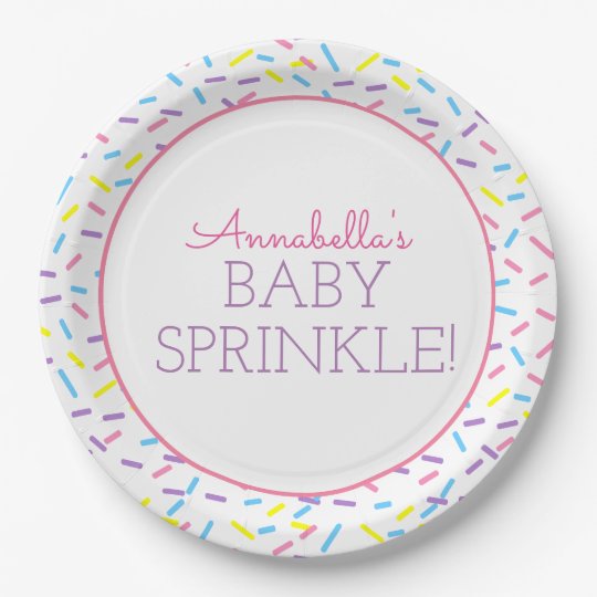 Baby Sprinkle Paper Plate with Pink Outline | Zazzle.com