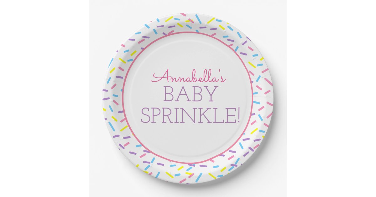 Baby Sprinkle Paper Plate with Pink Outline | Zazzle.com