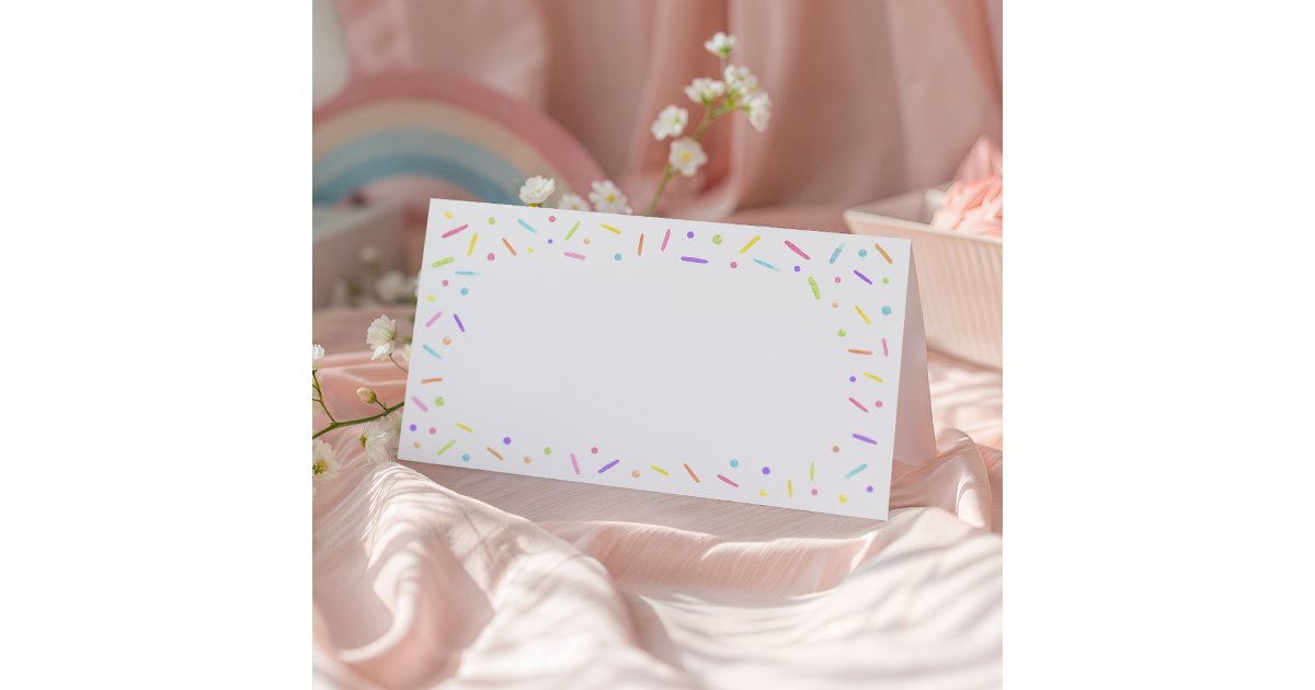 Baby Sprinkle Pink Gold Rainbow Place Cards | Zazzle