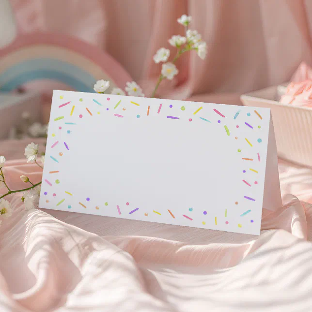 Baby Sprinkle Pink Gold Rainbow Place Cards | Zazzle