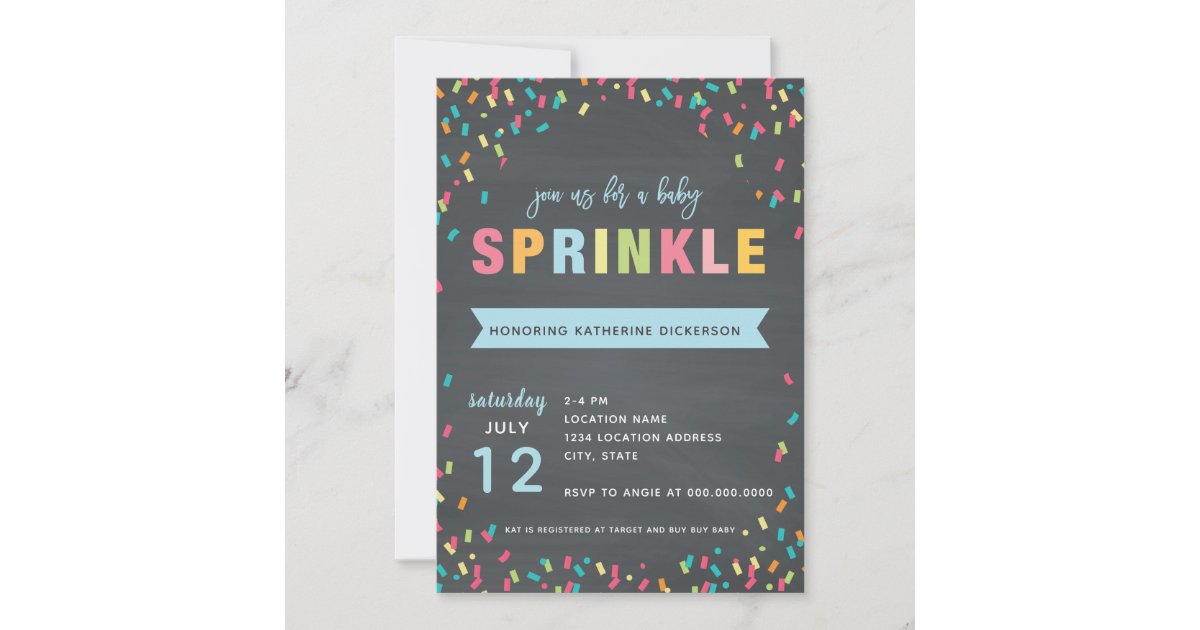 Baby Sprinkle Shower Invitation Blue Banner | Zazzle