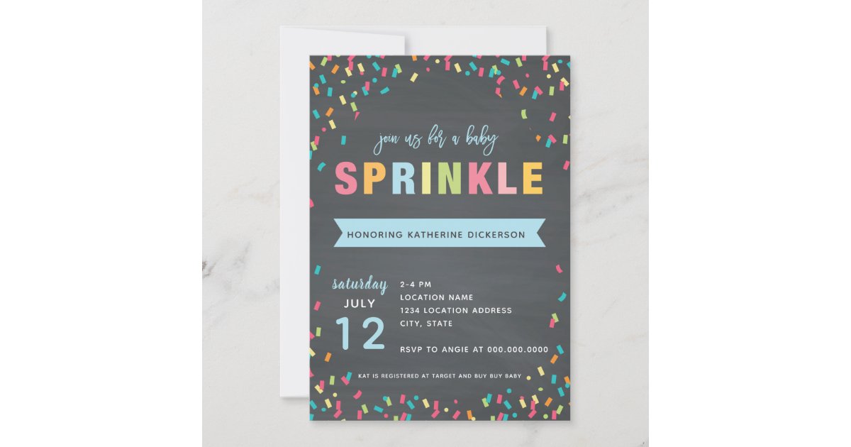 Baby Sprinkle Shower Invitation Blue Banner | Zazzle