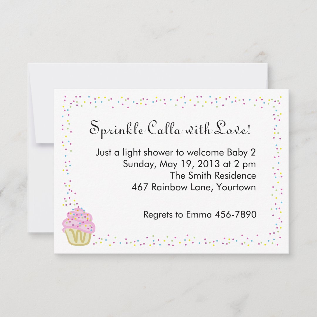 Baby Sprinkle Shower Invitation with Pink Cupcake | Zazzle