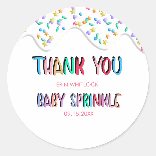Baby Sprinkle Thank You Classic Round Sticker | Zazzle