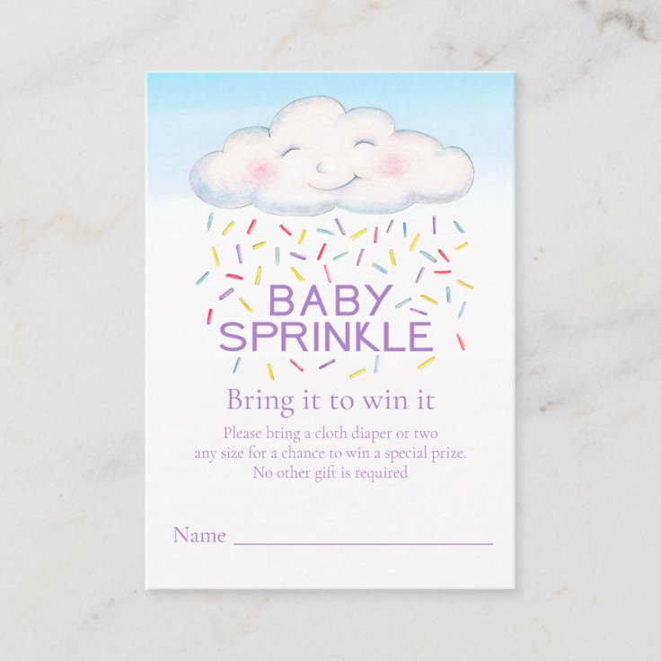 Baby sprinkle whimsy cloud diaper raffle cards | Zazzle