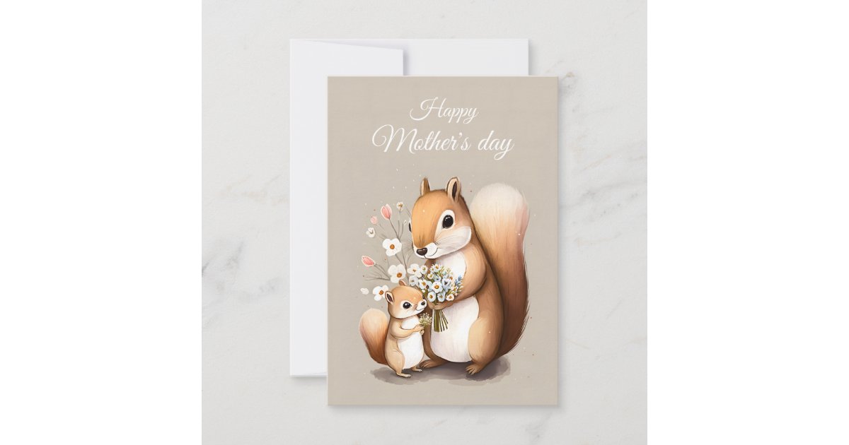 Baby Squirrel Celebrate Mother's Day with Love Thank You Card | Zazzle