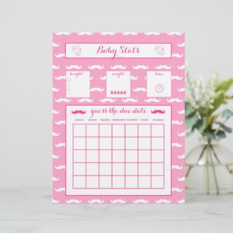 Baby Stats Guess The Due Date Baby Shower game | Zazzle