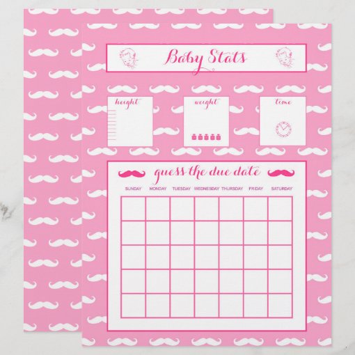 Baby Stats Guess The Due Date Baby Shower game | Zazzle