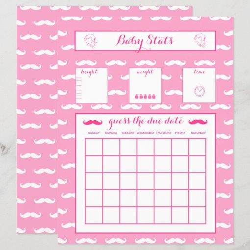 Baby Stats Guess The Due Date Baby Shower game | Zazzle