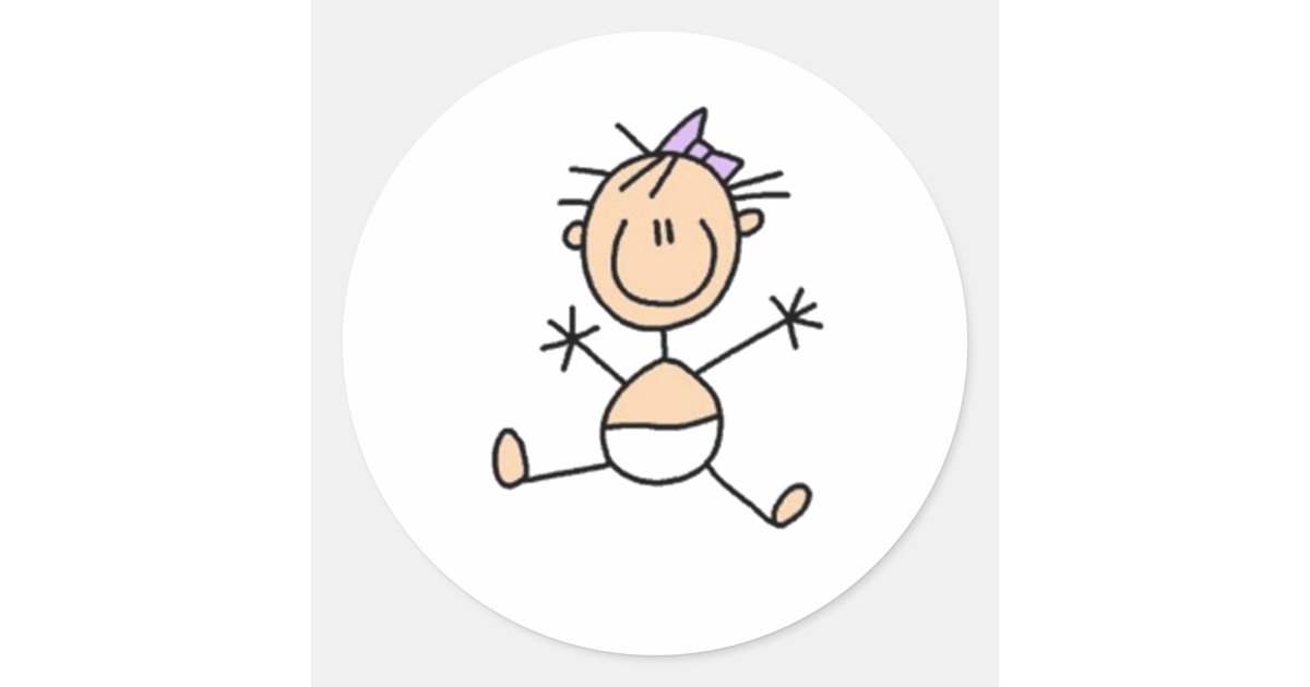 Baby Stick Figure Classic Round Sticker | Zazzle