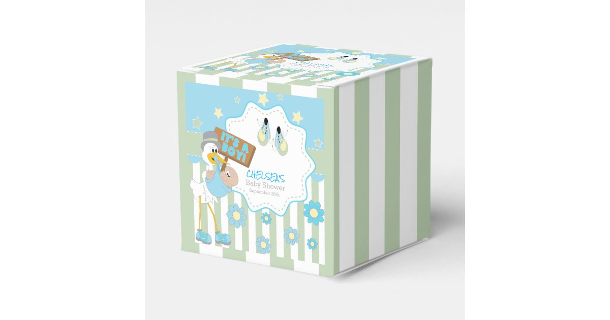Baby Stork Baby Boy Shower Favor Boxes | Zazzle