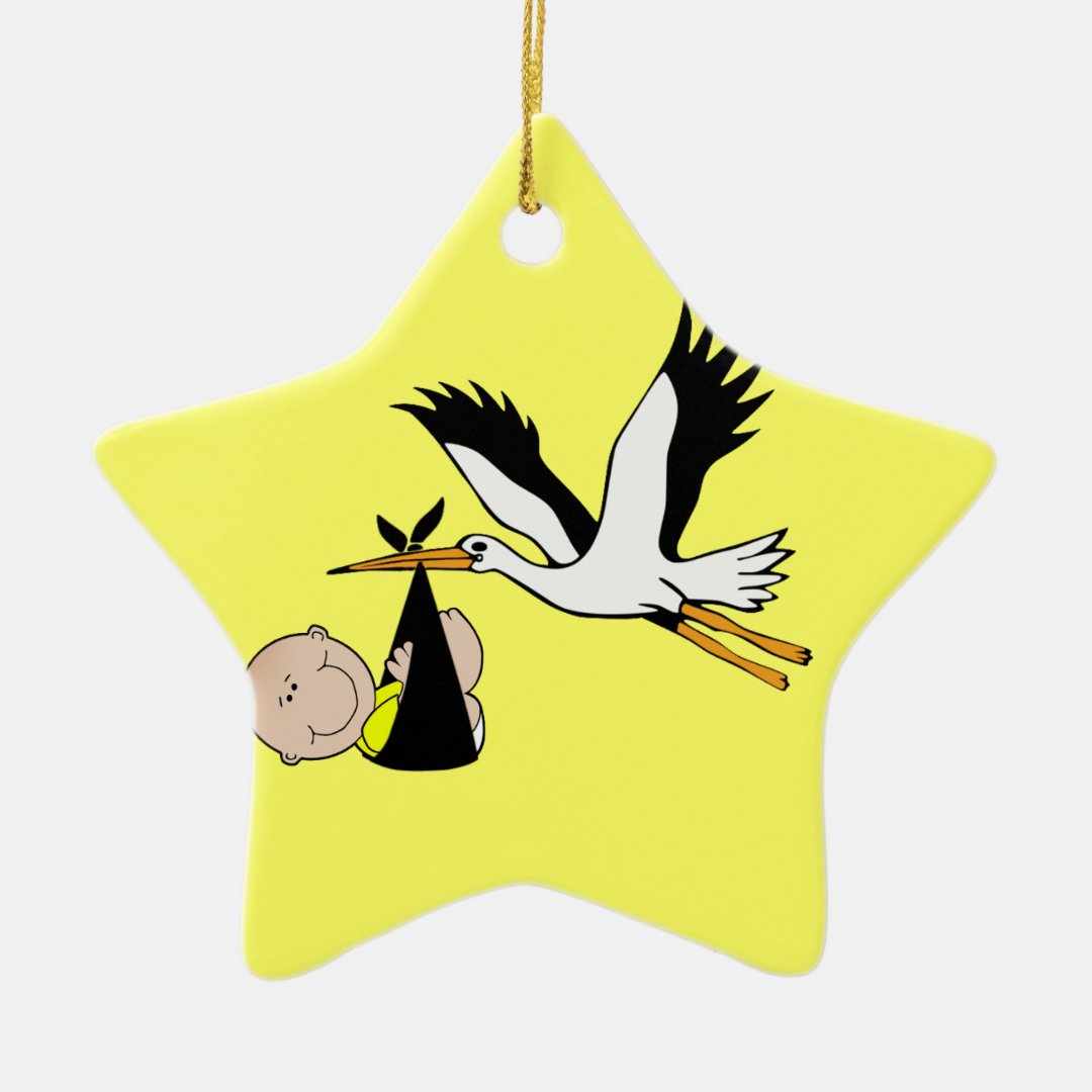 Baby & Stork - Bundle of Joy Ceramic Ornament | Zazzle