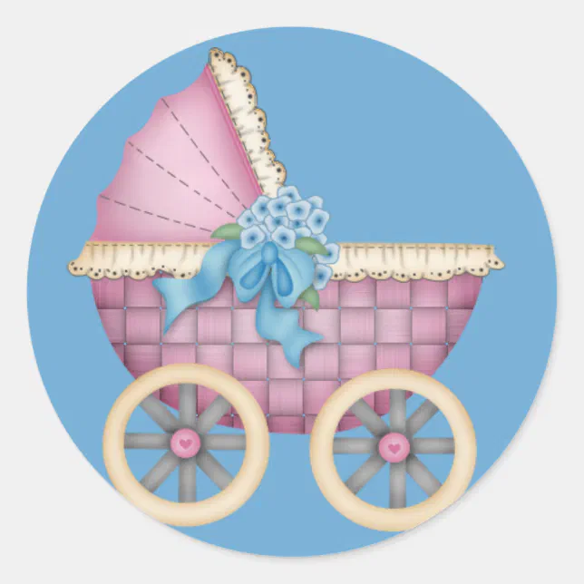 Baby Stroller/Carriage Pink Color - Stickers | Zazzle