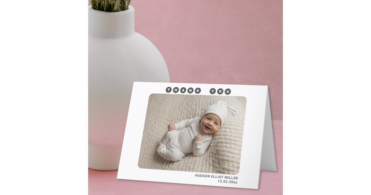 Baby Thank You Birth Announcement Folded Card | Zazzle