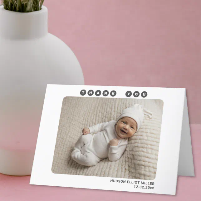 Baby Thank You Birth Announcement Folded Card | Zazzle