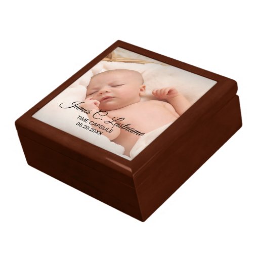Baby Time Capsule Photo Wood Keepsake Box | Zazzle