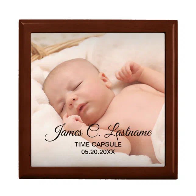 Baby Time Capsule Photo Wood Keepsake Box | Zazzle