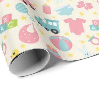 Baby Toys Pattern Wrapping Paper | Zazzle