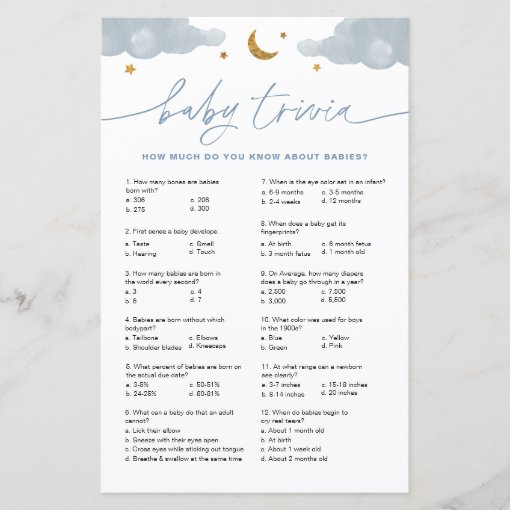 Baby Trivia Shower Game Boy Twinkle Little Star | Zazzle