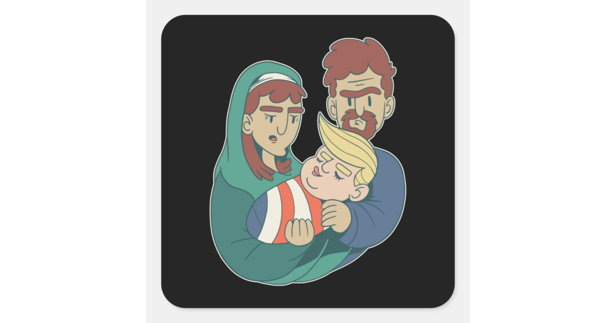 Baby Trump Cartoon Square Sticker | Zazzle