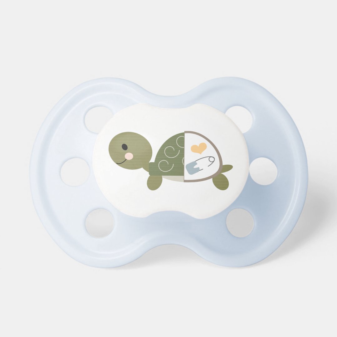 Baby Turtle Pacifier Blue Diaper Pin | Zazzle