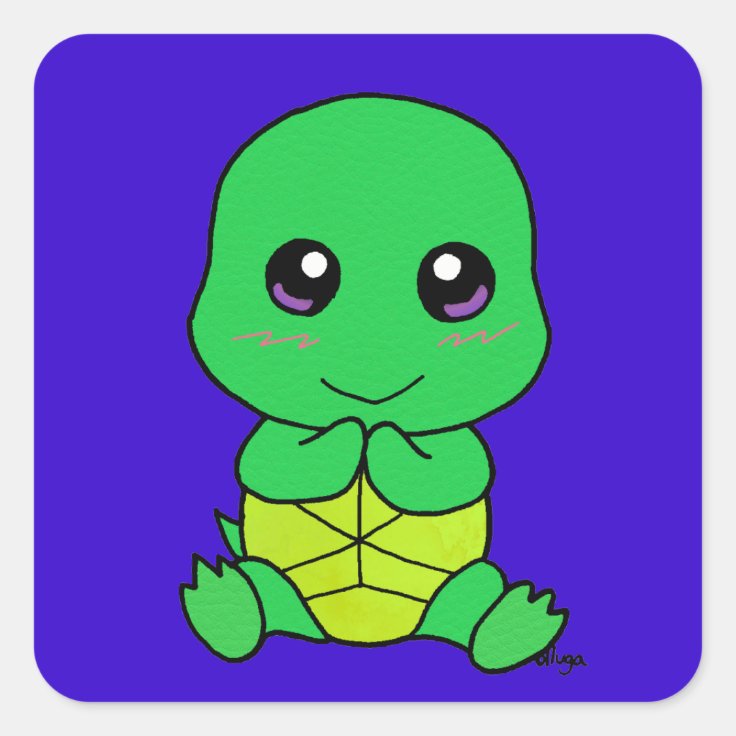 Baby turtle square sticker | Zazzle