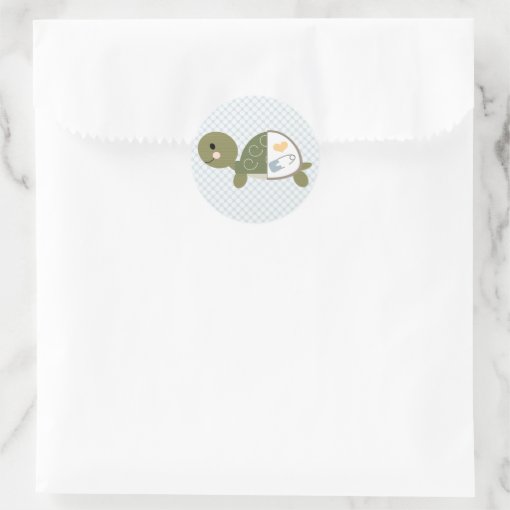 Baby Turtle Stickers Labels Blue Diaper Pin | Zazzle