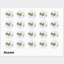 Baby Turtle Stickers Labels Blue Diaper Pin | Zazzle