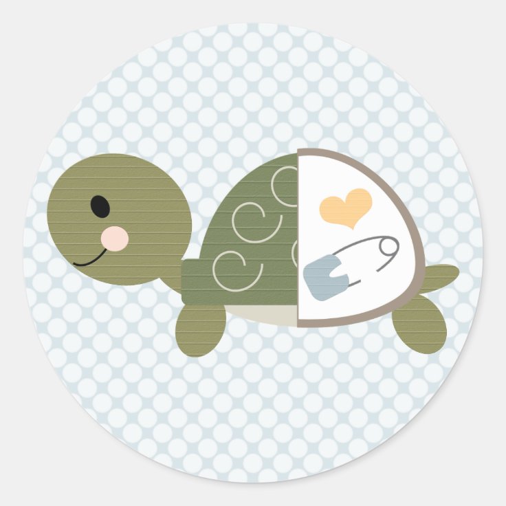 Baby Turtle Stickers Labels Blue Diaper Pin | Zazzle