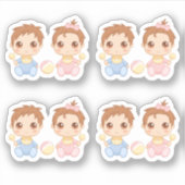 Baby Twins Boy and Girl Set of 4 Sticker | Zazzle