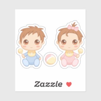 Baby Twins Boy and Girl Sticker | Zazzle