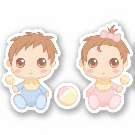 Baby Twins Boy and Girl Sticker | Zazzle.com