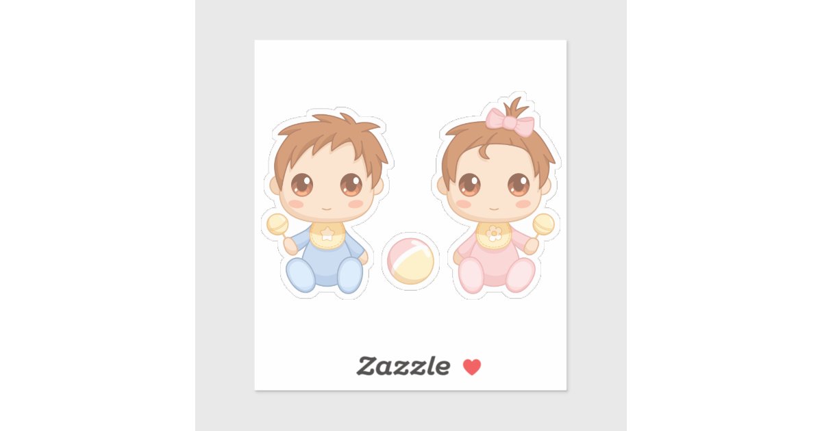 Baby Twins Boy and Girl Sticker | Zazzle