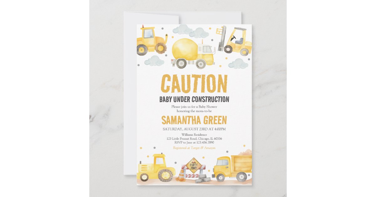 Baby Under Construction Baby Shower Invitation | Zazzle