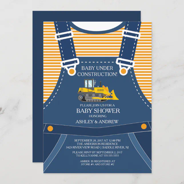 BABY UNDER CONSTRUCTION Baby Shower Invitation | Zazzle