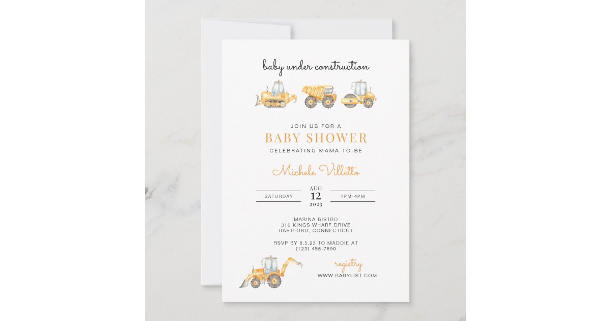 Baby Under Construction Baby Shower Invitation | Zazzle