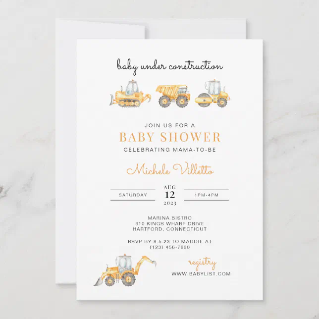 Baby Under Construction Baby Shower Invitation | Zazzle