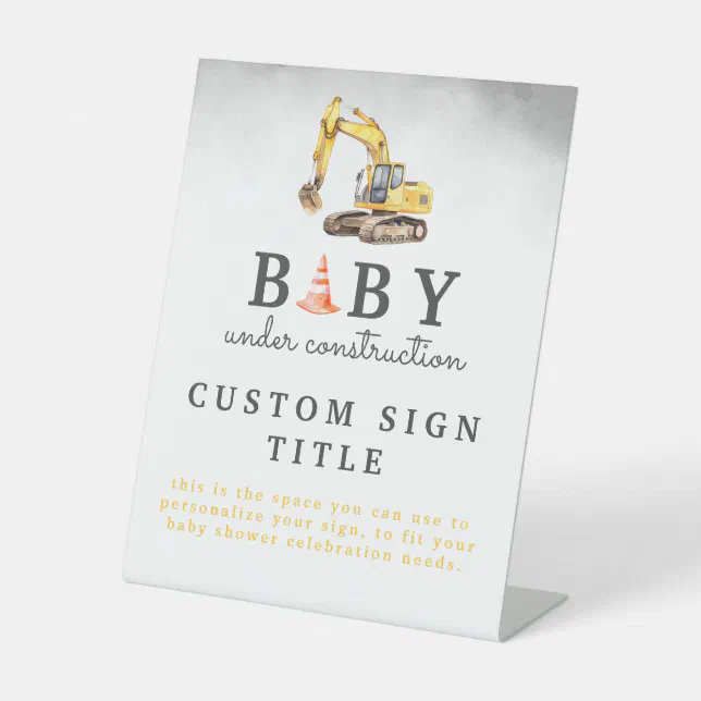 Baby Under Construction Boy Baby Shower Table Sign | Zazzle