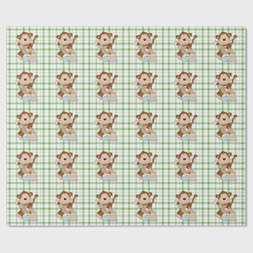 Baby Unisex Monkey cartoon wrapping paper | Zazzle
