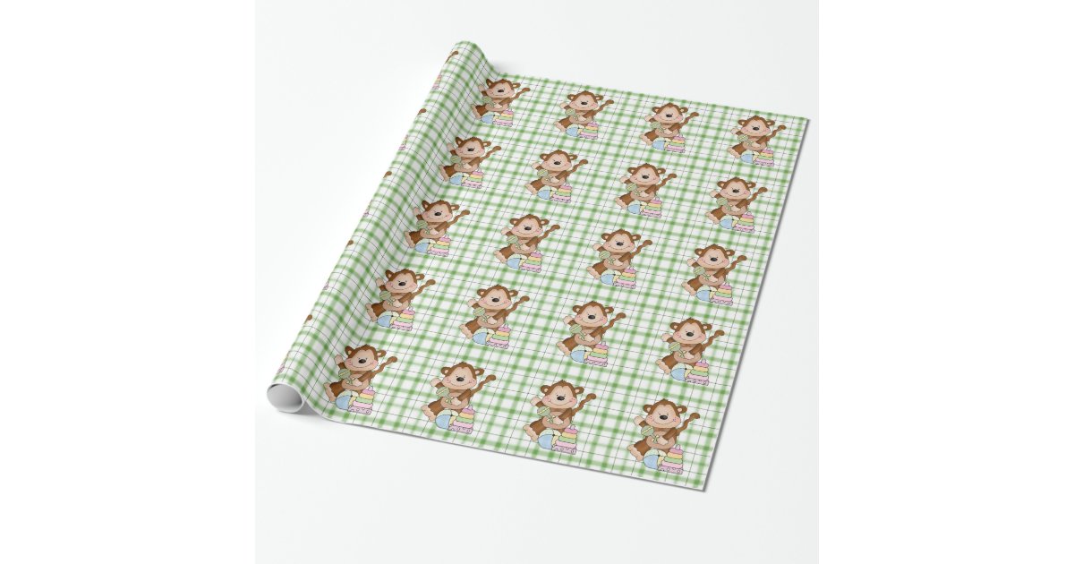Baby Unisex Monkey cartoon wrapping paper | Zazzle