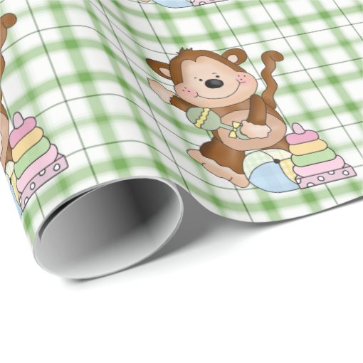Baby Unisex Monkey cartoon wrapping paper | Zazzle